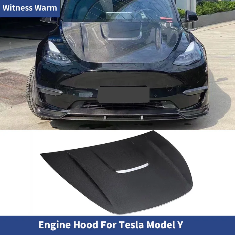 For-Tesla-Model-Y-Carbon-Fiber-Front-Engine-Hood-Bonnets-Covers-Car ...