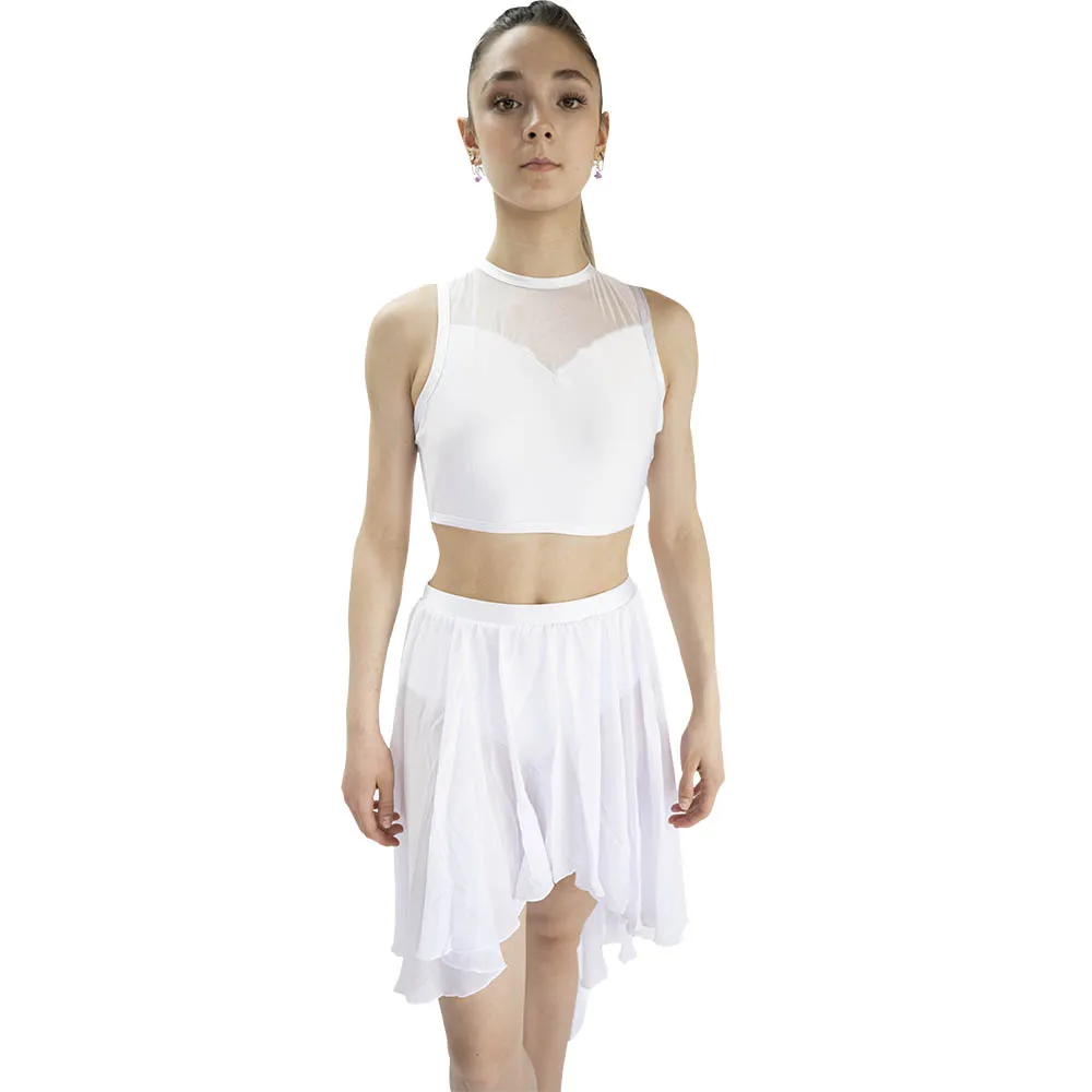Kids Girls Lyrical Nylon Lycra Mesh Chiffon Lyric Dance Tank Top with ...
