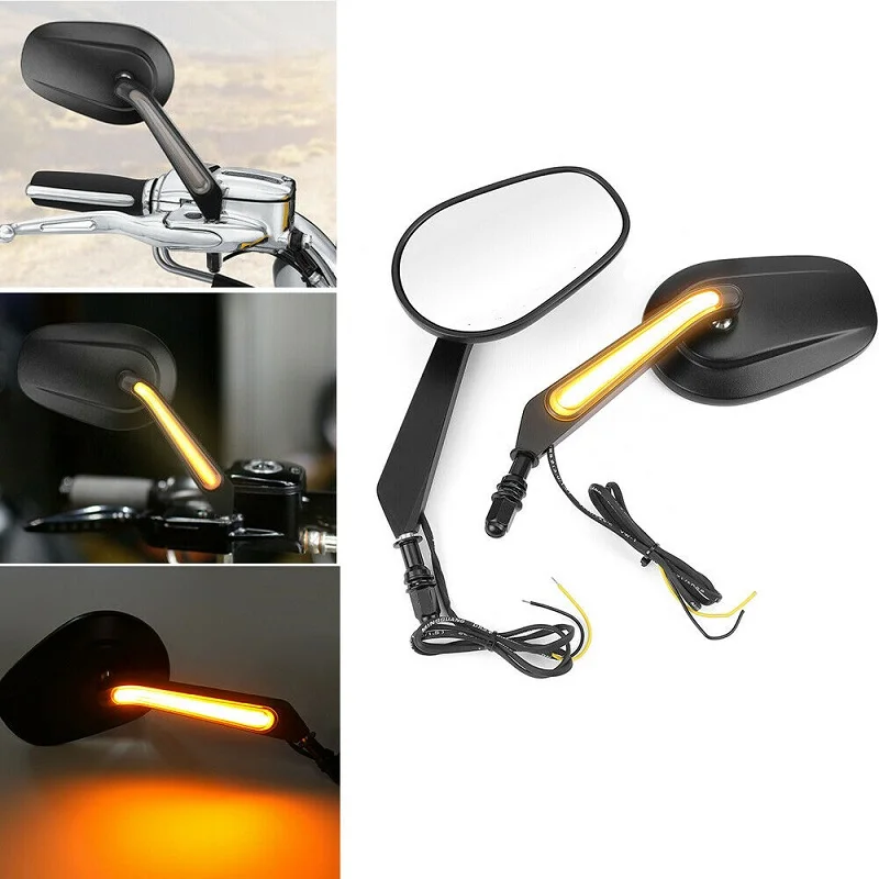 Pair-of-Motorcycle-Rear-View-Mirrors-with-LED-Turn-Signals-Lights-For ...