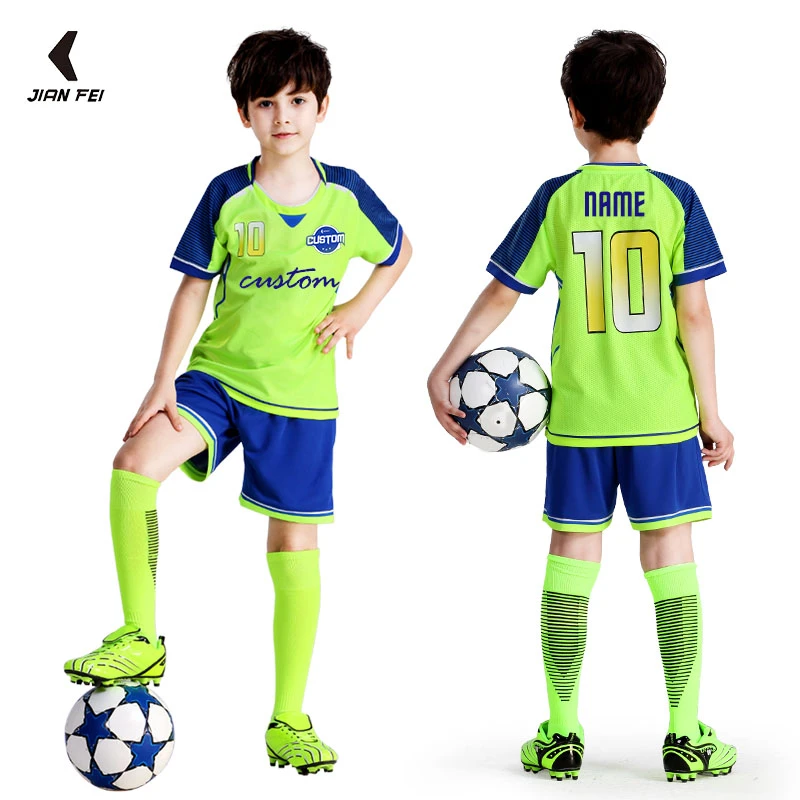 Kids Football Jersey Personalized Custom Boy Soccer Jersey Set Polyester Soccer Uniform ...