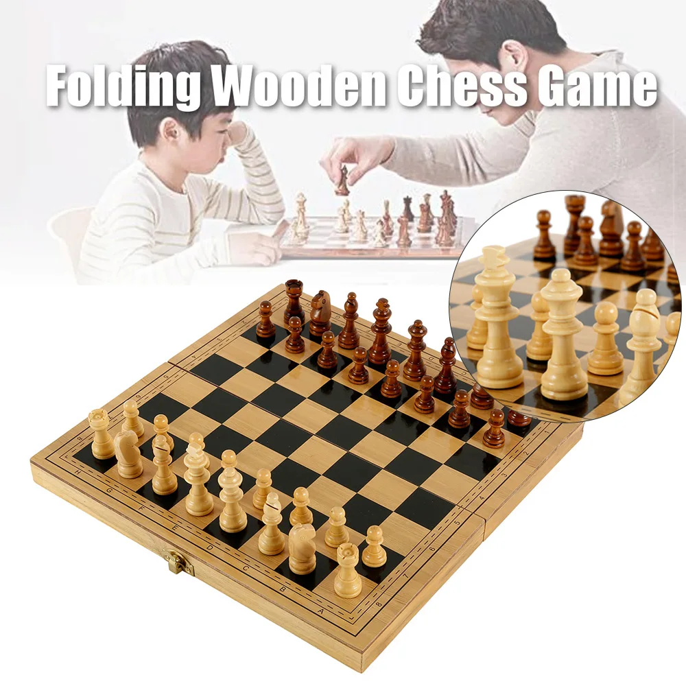 Wooden International Chess Folding Chess with Felted Board Games ...