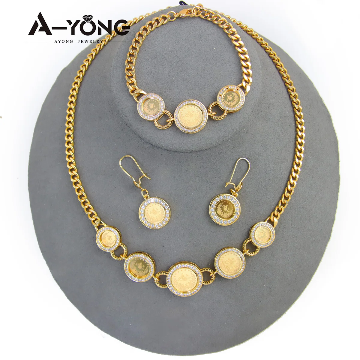 Luxury-Arab-Gold-Color-Coins-Necklace-Set-21k-Gold-Plated-Italian ...
