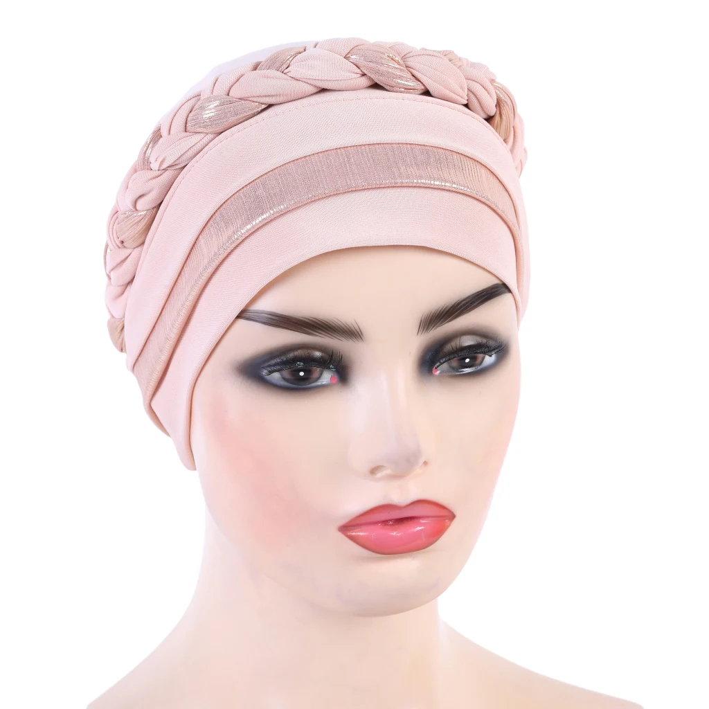 Full Cover Muslim Turban Hijab With Braid Pull On Islamic Scarf ...
