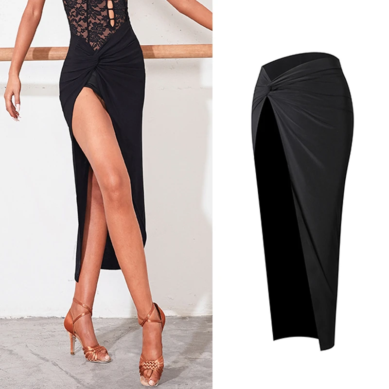 High Split Sexy Latin Dance Skirt Women Tango Dance Costume Rumba Salsa ...
