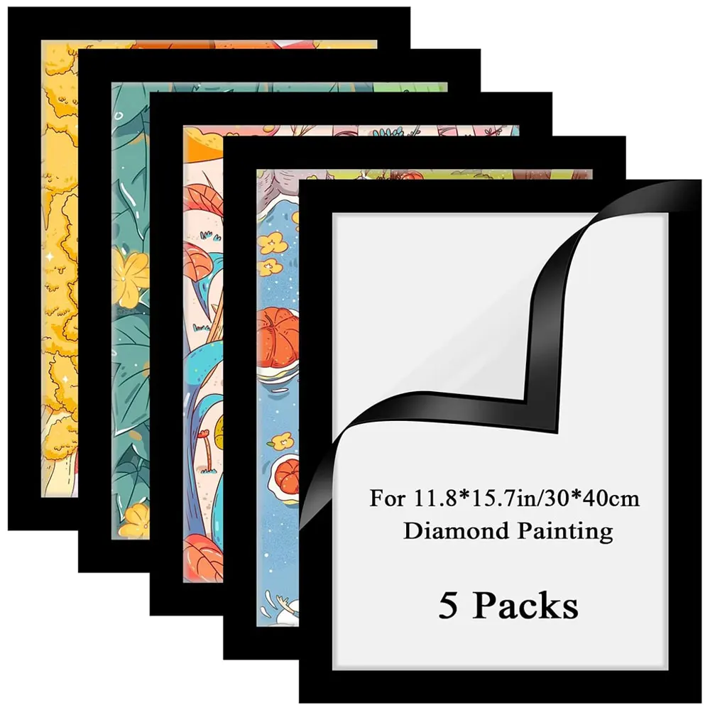 5pcs black self-adhesive magnetic photo frames, reusable, suitable for ...