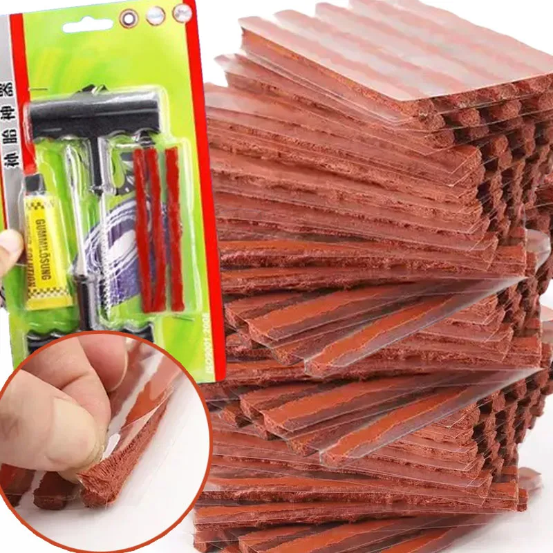 6pcs Car Tire Repair Tool Kit with Rubber Strips Tubeless Tyre Puncture ...