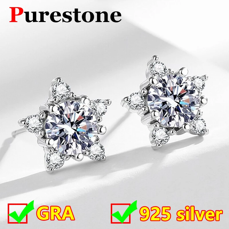 Women's Moissanite Diamond Elegant Earrings Original 925 Sterling ...