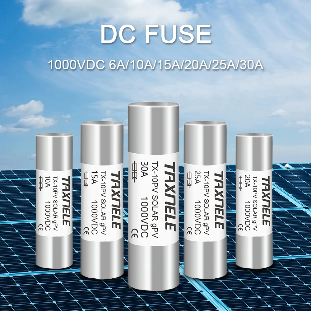 태양광 DC 퓨즈 1000V PV 태양광 6A 10A 15A 20A 25A 30A 10*38MM 고전압 태양계 단락 보호 gpV ...
