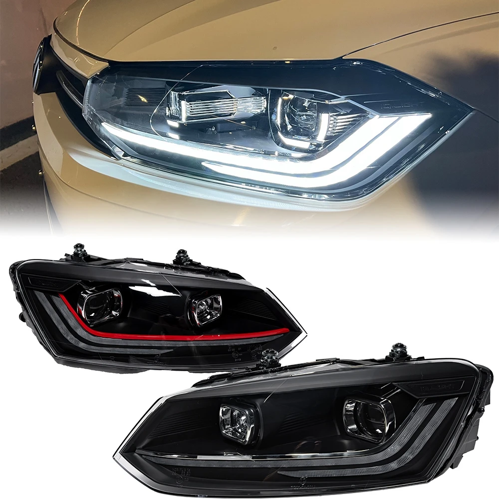 Headlights For VW POLO GTI 2010-2018 DRL Day Running Light Head Lamp ...