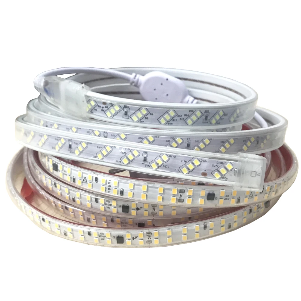 Double/Three Row 220V LED Strip Light 2835 Flexible Ribbon Tape 120 240 360LEDs/M IP65 ...