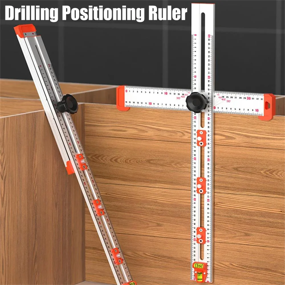 Woodworking-2-in-1-Drilling-Positioning-Ruler-Combination-Angle-Ruler-T ...