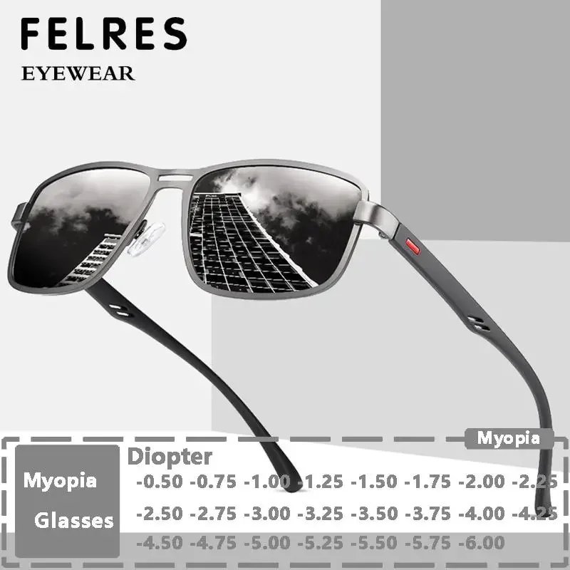 Metal-Frame-Square-Tinted-Myopia-Nearsighted-Glasses-Men-Fashion ...