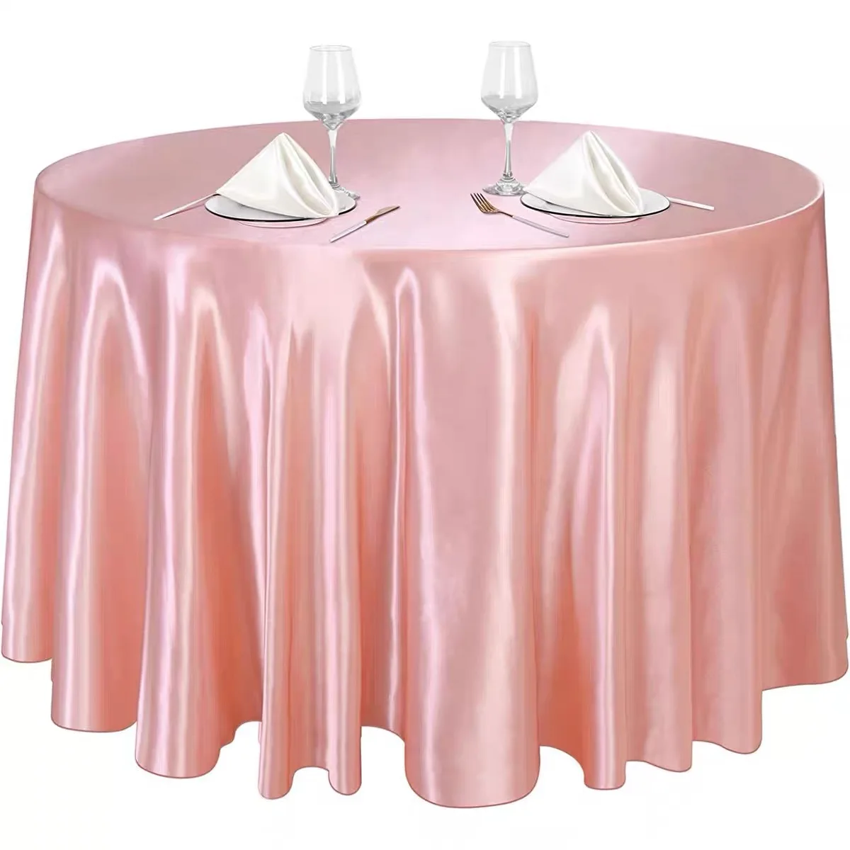 Nappe ronde en Satin pour mariage, couverture de Table en soie lisse et ...