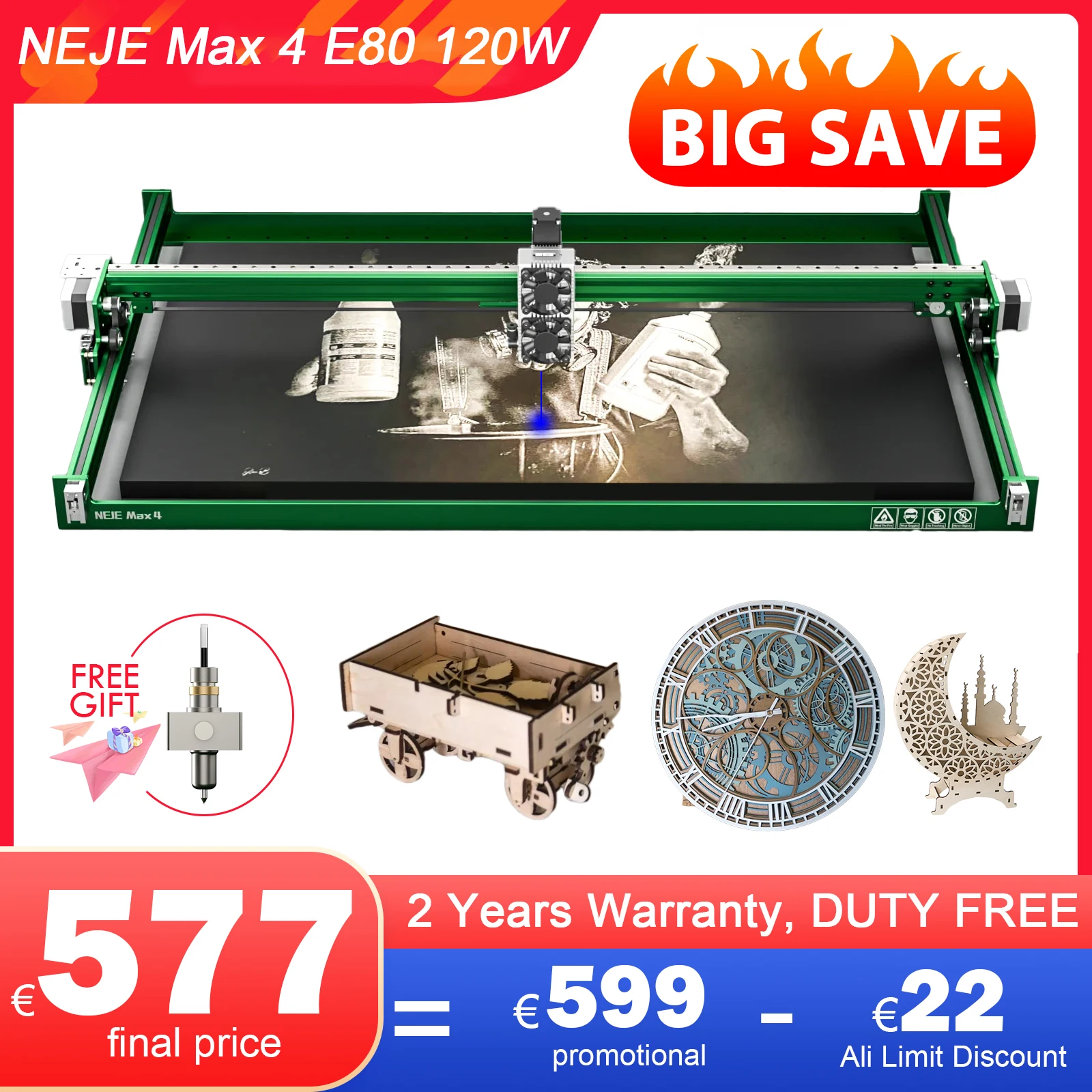 NEJE-Max-4-120W-E80-Laser-Engraver-Cutter-CNC-GRBL-Wireless-Control ...