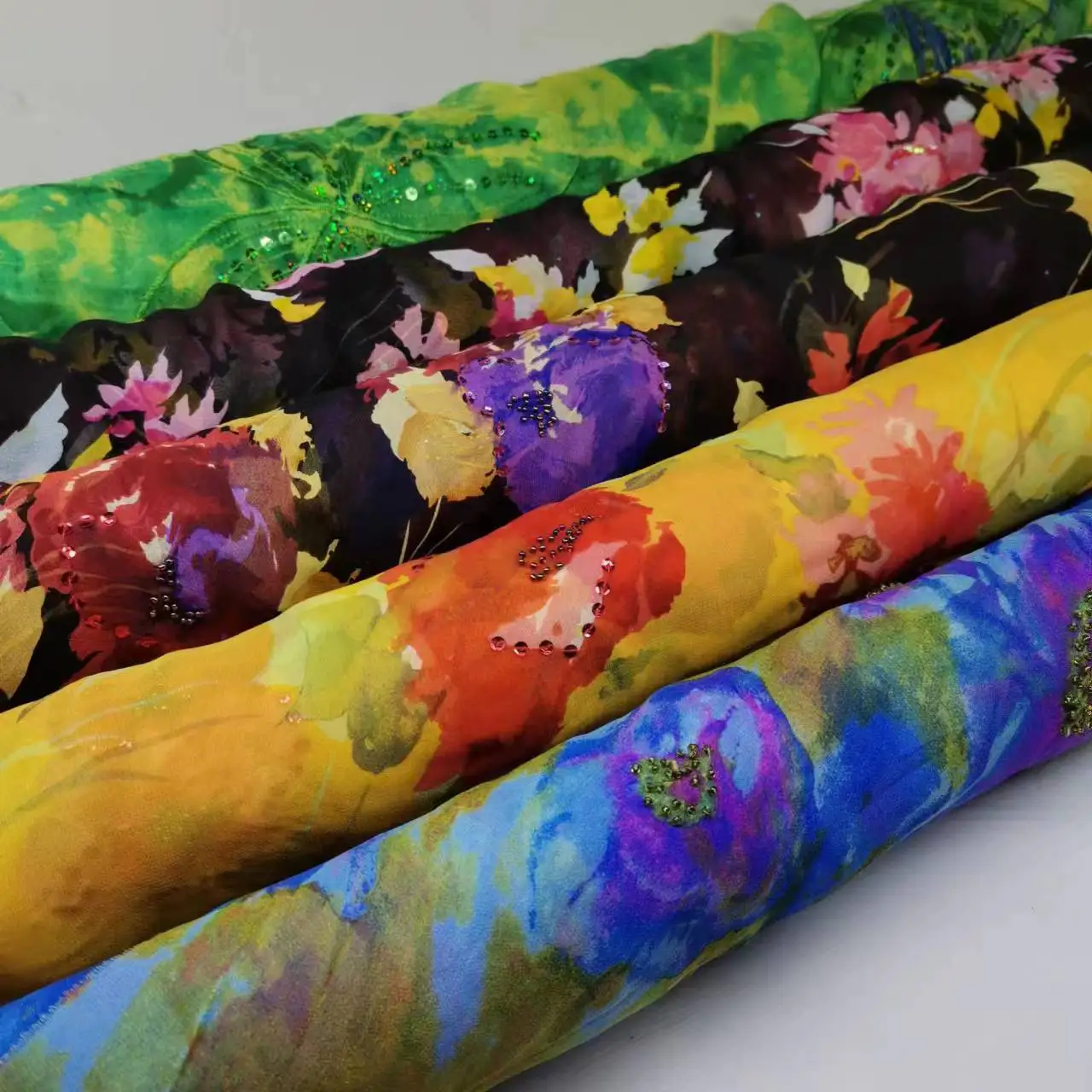 Embroidery-Silk-Sequins-100-Soie-Fabric-Bling-Saree-Georgette-Dress ...