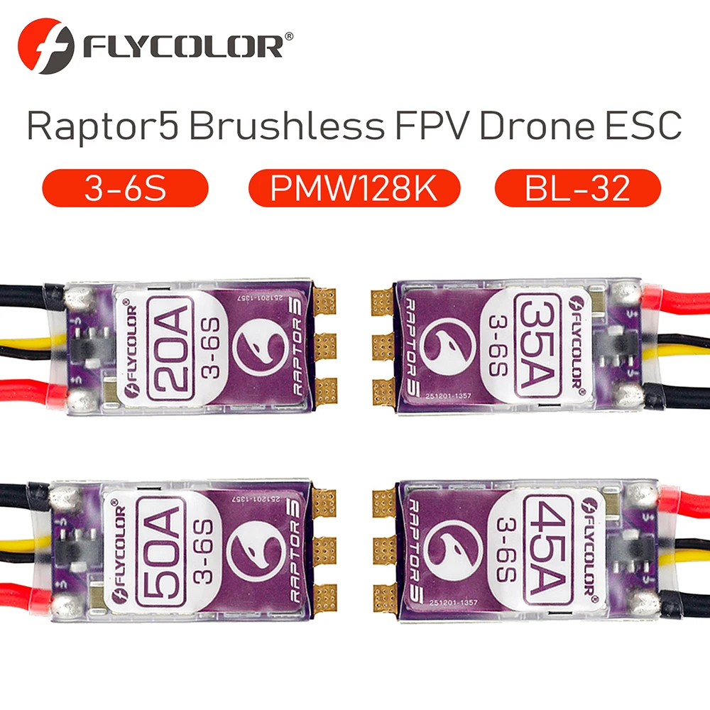 FLYCOLOR-Raptor5-Brushless-ESC-3-6S-Drone-ESC-32Bit-G701-PWM-128K ...