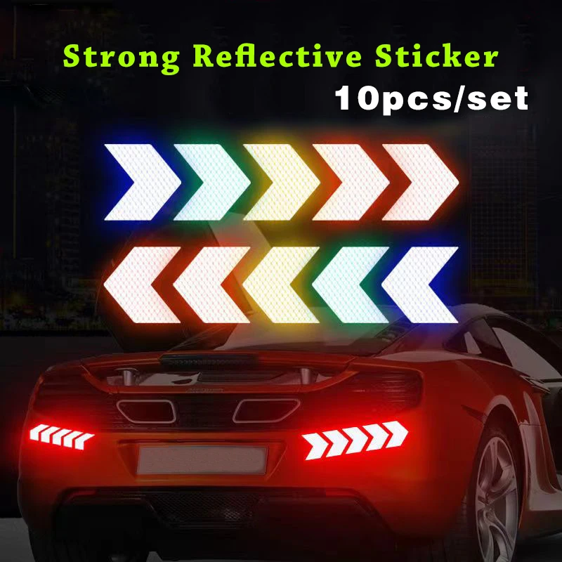 10pcs-set-Car-Bumper-Reflective-Safety-Strip-Stickers-Car-Arrow ...