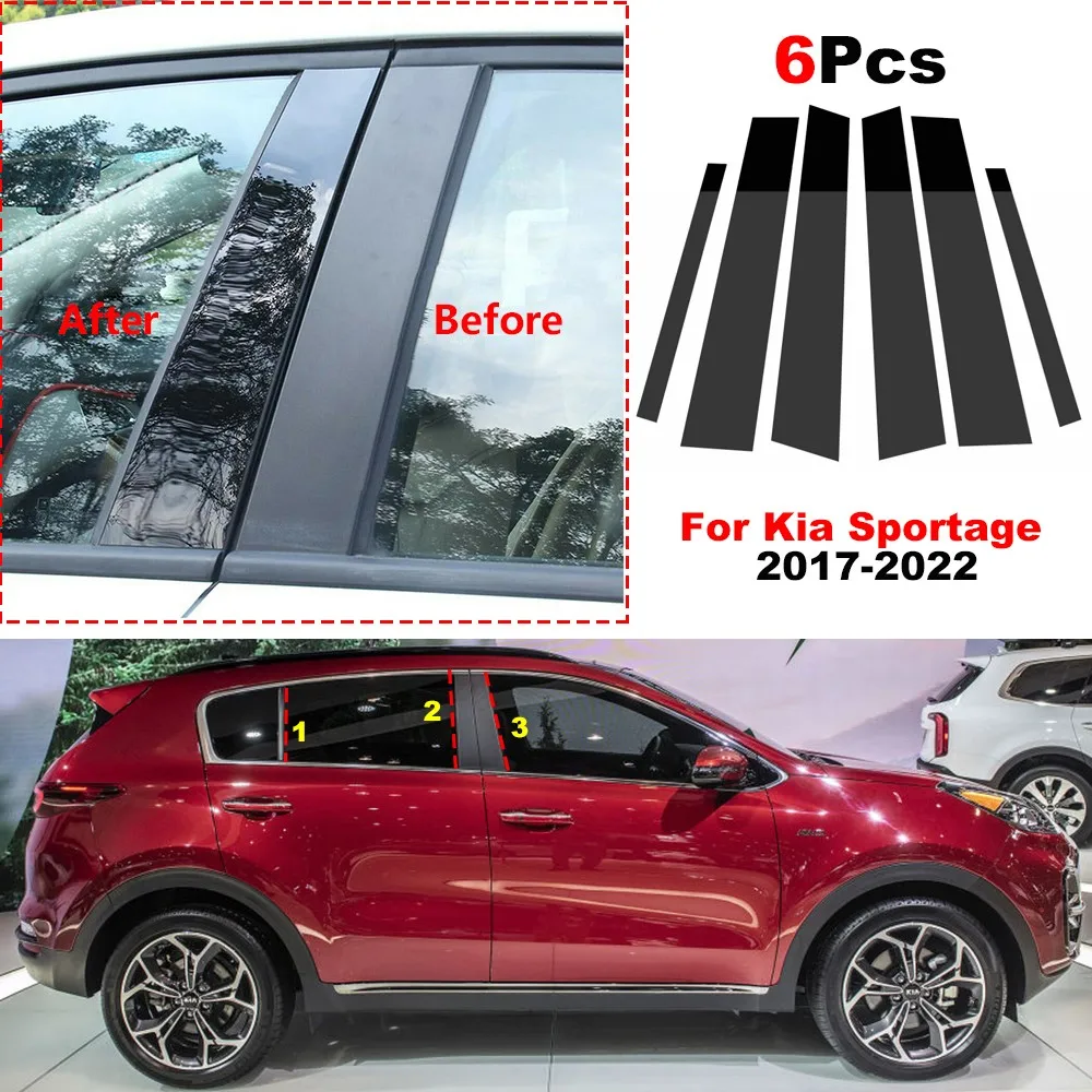 6Pcs-Car-Pillar-Posts-Door-Window-Trim-Stickers-for-Kia-Sportage-2017 ...