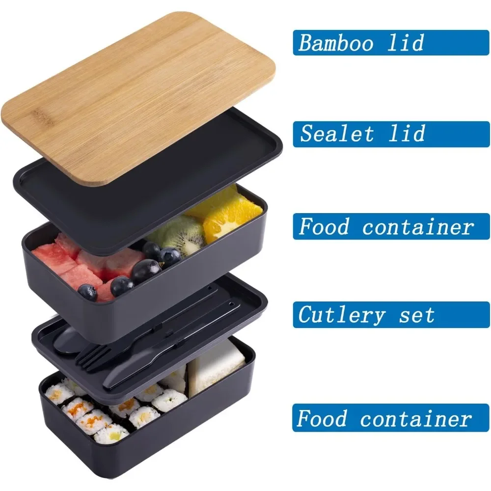 Stackable-Bento-Lunch-Box-with-Insulated-Bag-Microwaveable-Divided ...