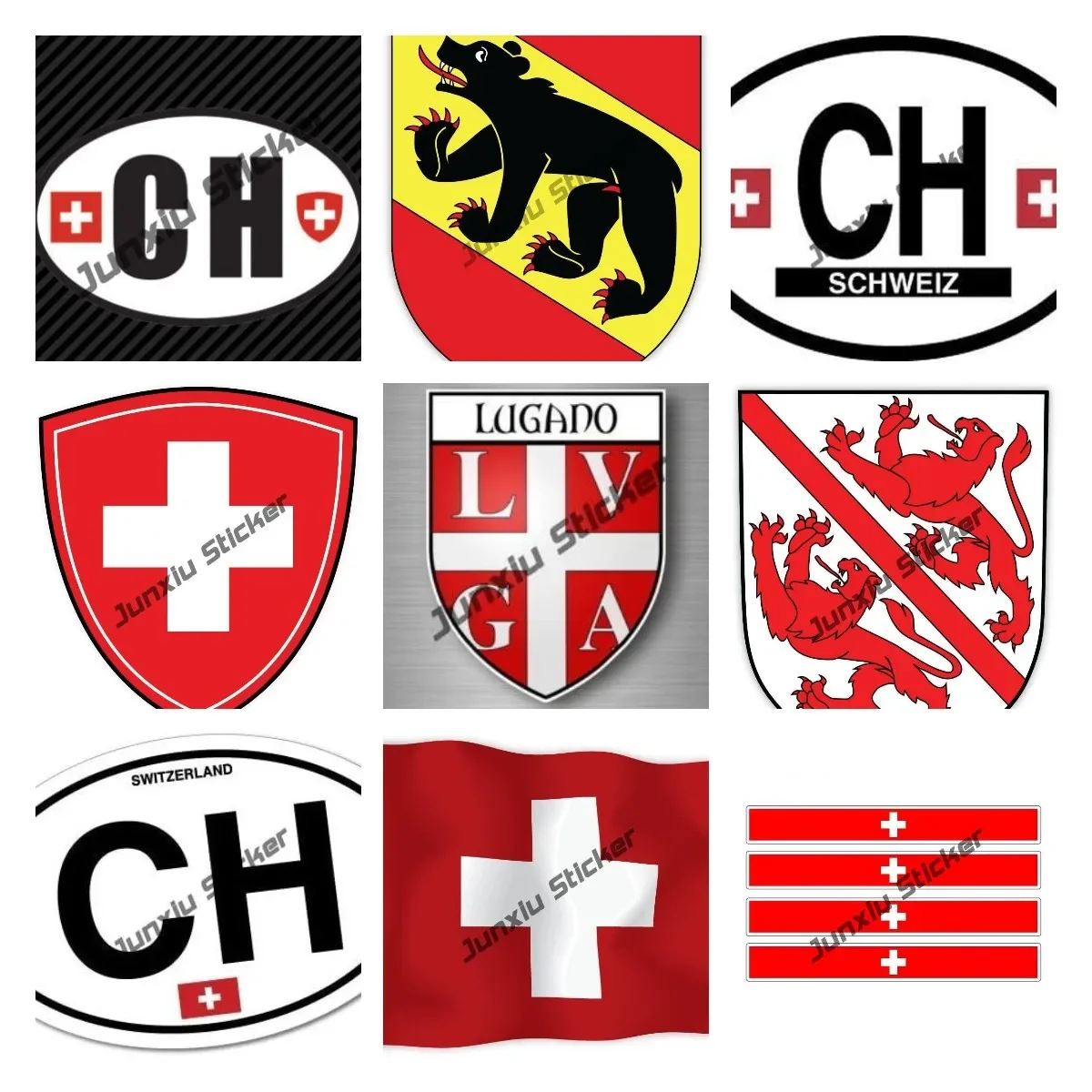Geneva-Bern-Berne-Coat-of-Arms-of-Switzerland-Car-Sticker-Decal-City ...
