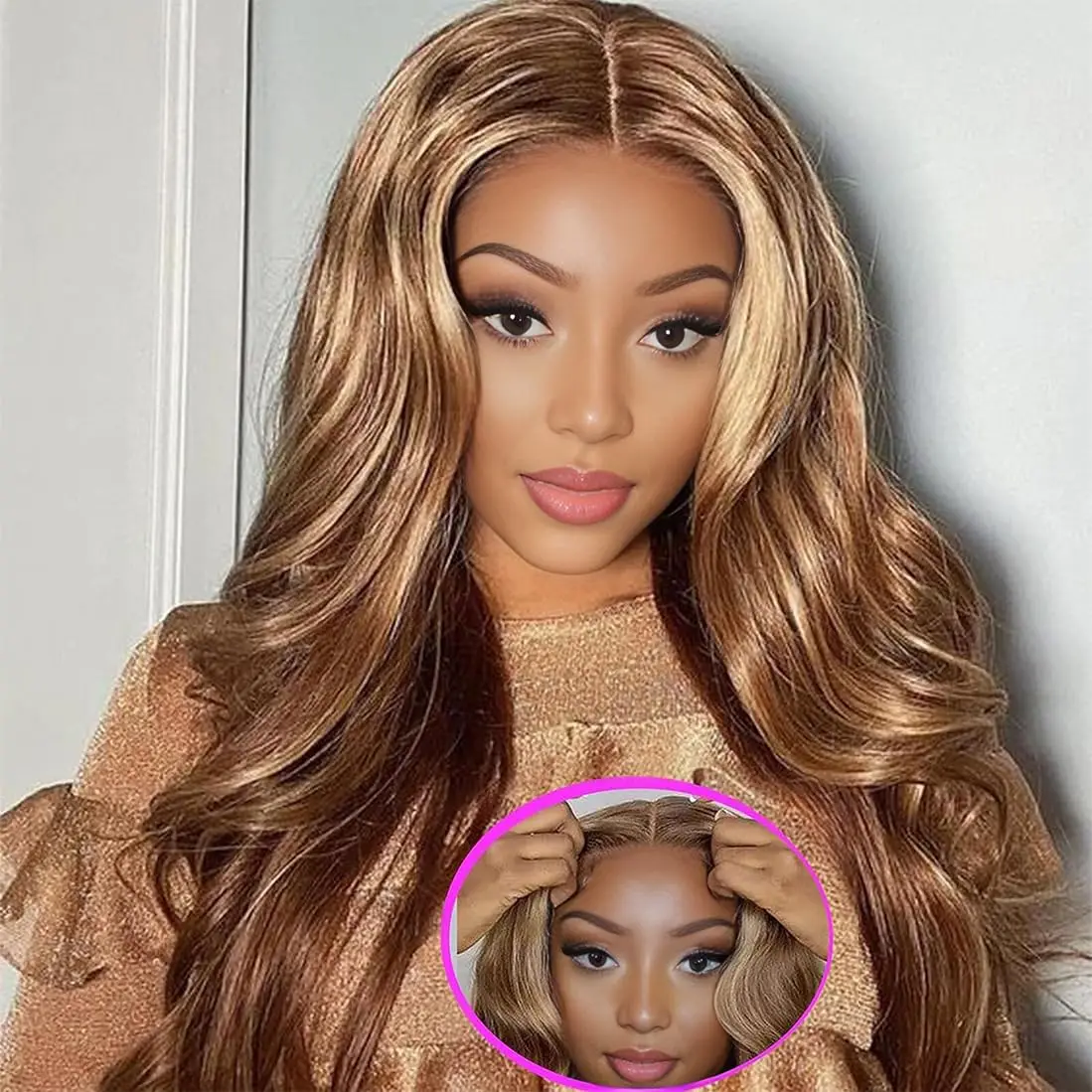 Glueless-Lace-Frontal-Wig-Destaque-Do-Cabelo-Humano-Pronto-para-Vestir ...
