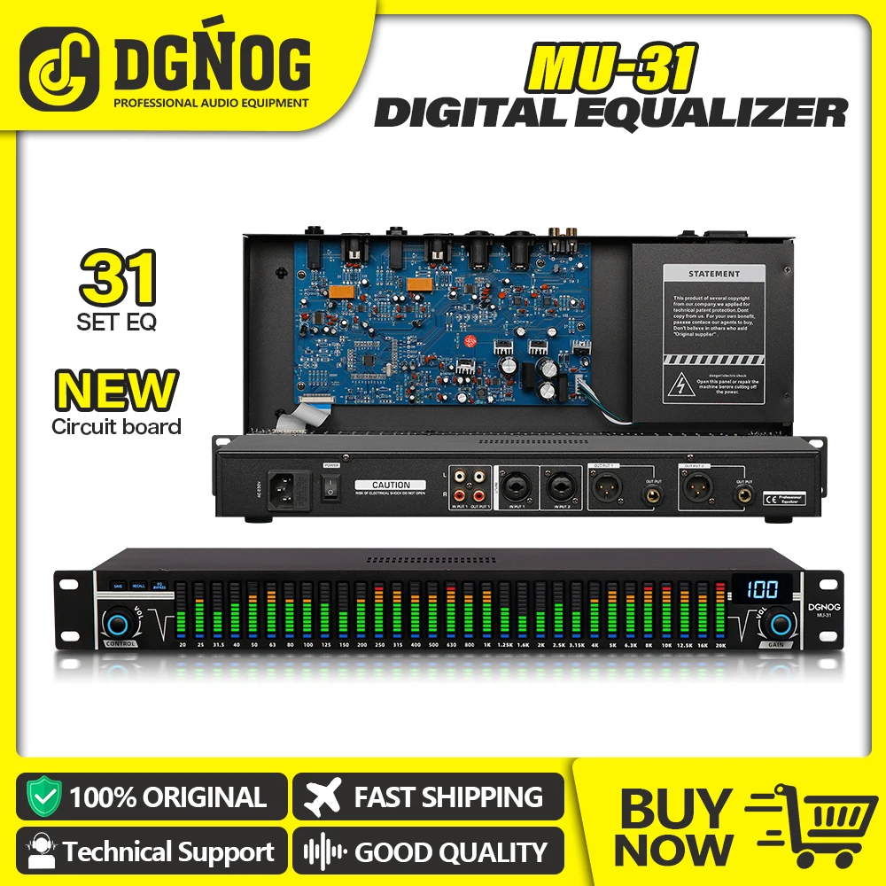 Dgnog Mu-31 Professional Digital Equalizer 31-band Stereo Digital Effect Led Graphic Equalizer ...
