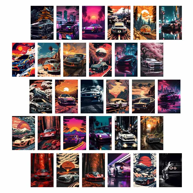 Retro-GTR-JDM-Racing-Cars-Wall-Collage-Kit-Cartazes-e-Estampas-Vintage ...