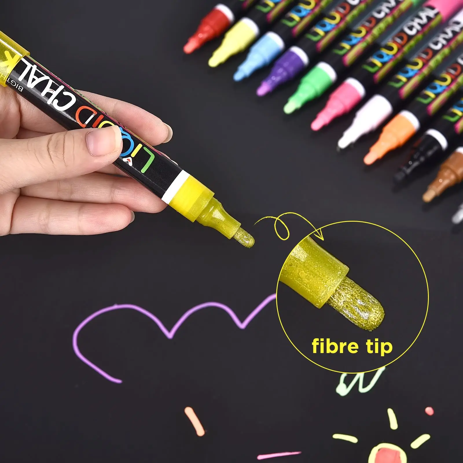 12-Colors-Liquid-Erasable-Chalk-Marker-Pen-For-Glass-Windows-Blackboard ...