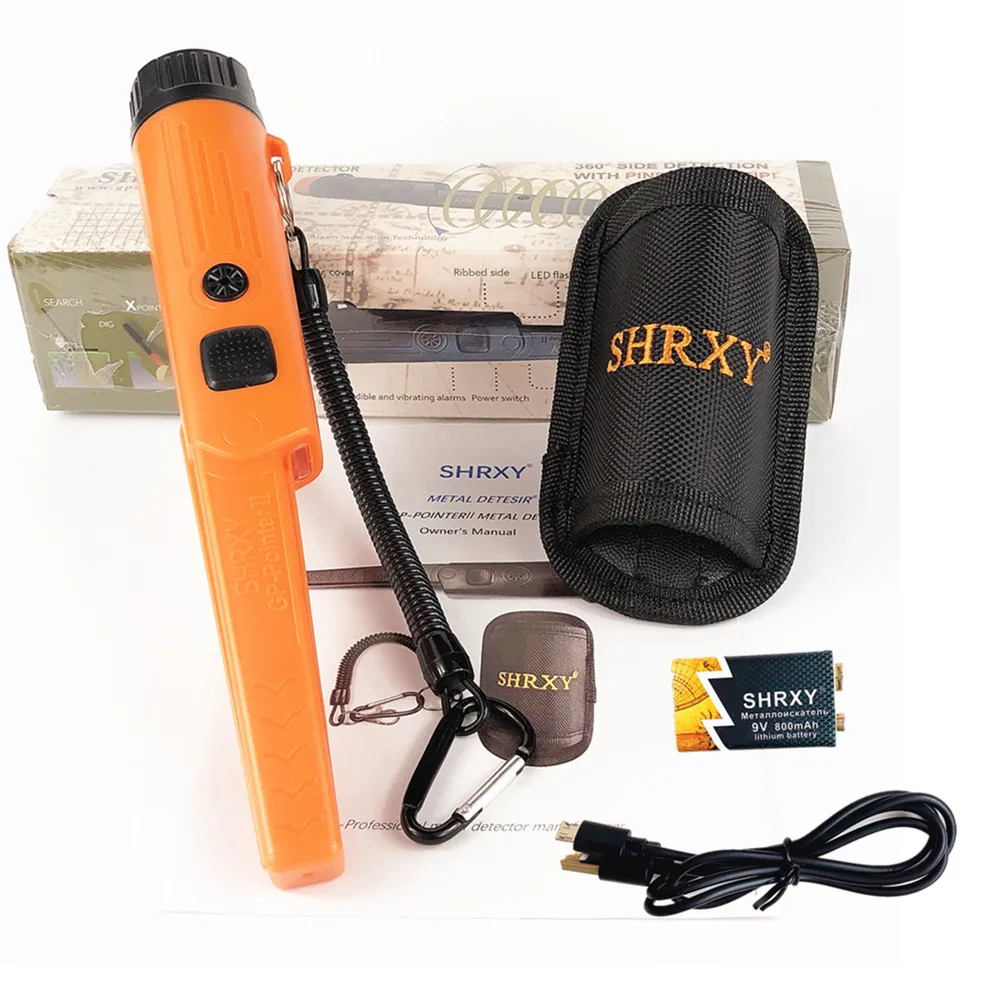 SHRXY Metal Detector Pointer TRX Pinpoint GPII Waterproof Hand Held Static Induction with 9V USB ...