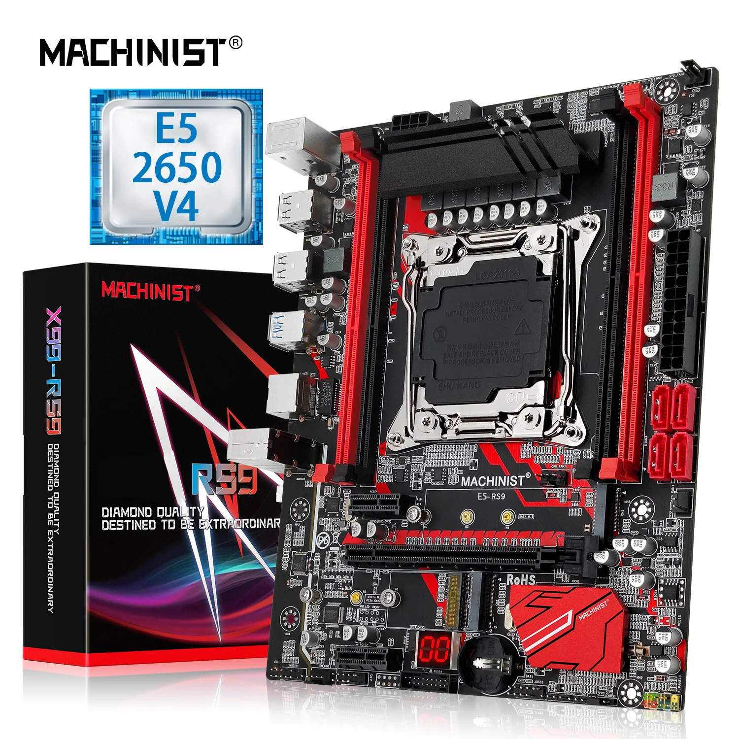 Machinist E5 Rs9 Kit Motherboard Lga 2011-3 With Intel Xeon Set E5 2650 V4 Processor Cpu Support ...