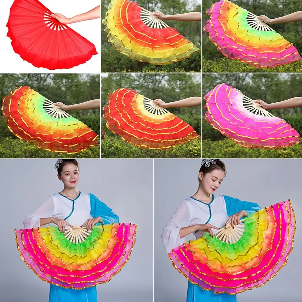 Chinese-Short-Bellydance-Fan-Half-Circle-Silk-Veil-Pairs-Yangko-Dance ...