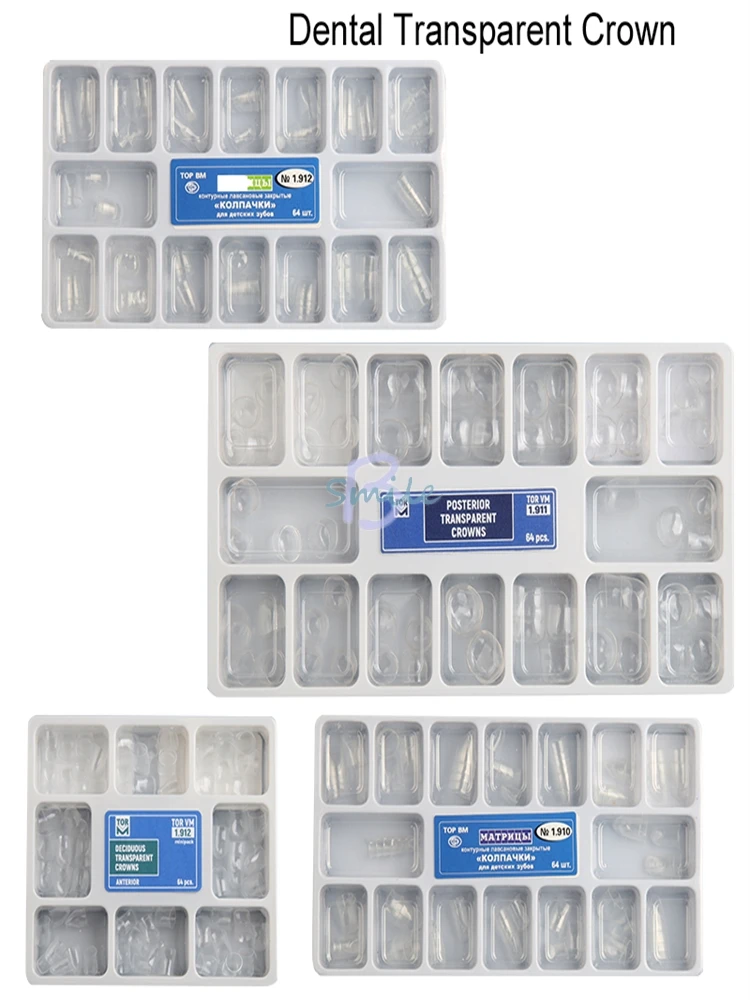 64pcs/Box Dental Anterior Transparent Crowns For Adult/Kids Matrices ...