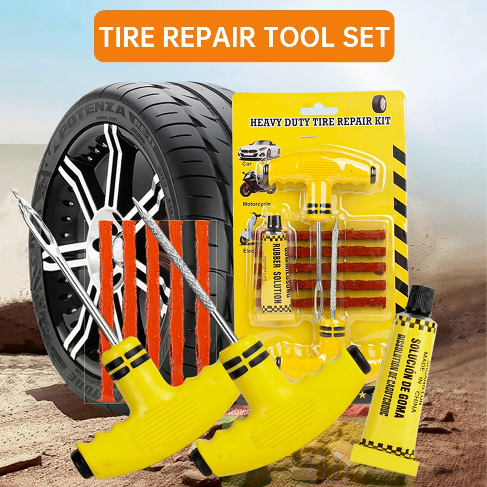 1-Set-Car-Tire-Repair-Tools-Kit-with-Rubber-Strips-Tubeless-Tyre-Set ...