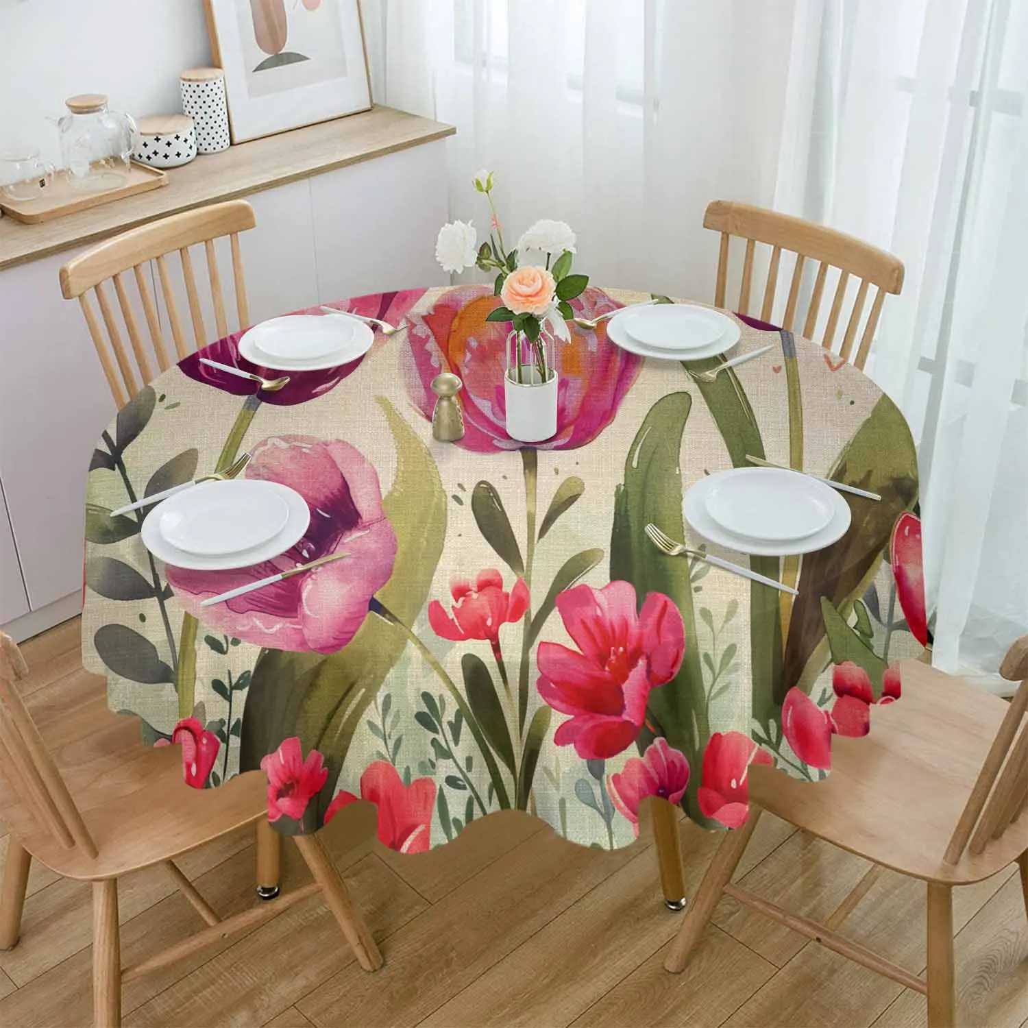 Flower-Tulip-Leaves-Table-Cloth-Waterproof-Wedding-Holiday-Tablecloth ...