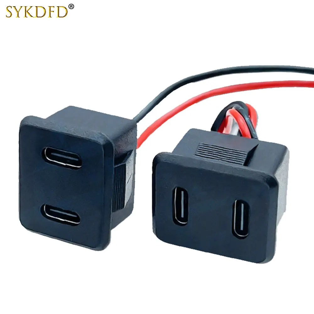 1-5PCS-Double-Layer-USB-Female-Base-Type-C-Charging-Socket-Power-Socket ...