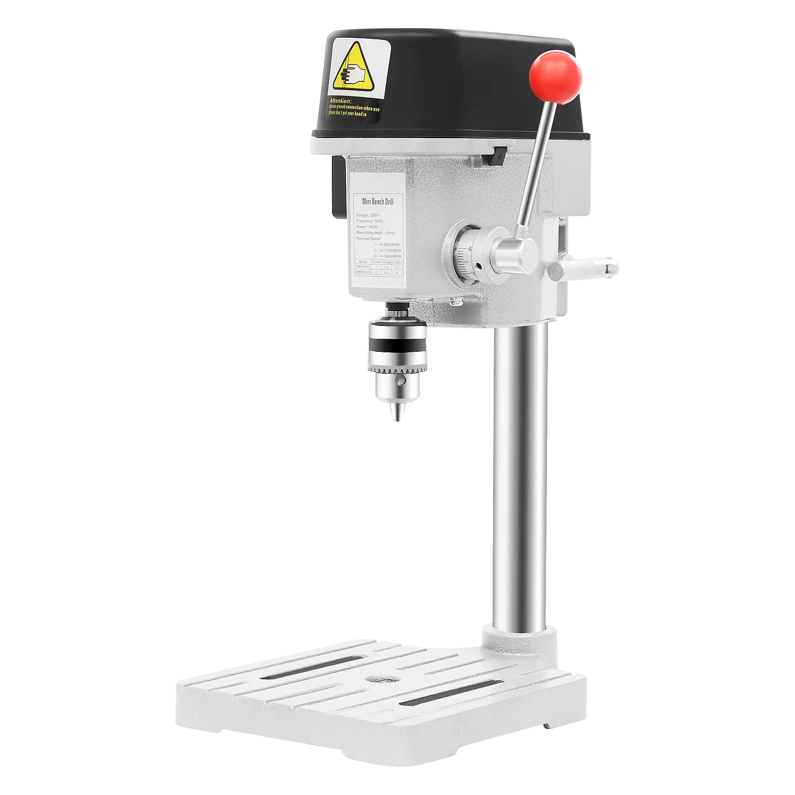 340W Mini Bench Drill Press, 3-level Adjustable Speed Corded Mini Table ...