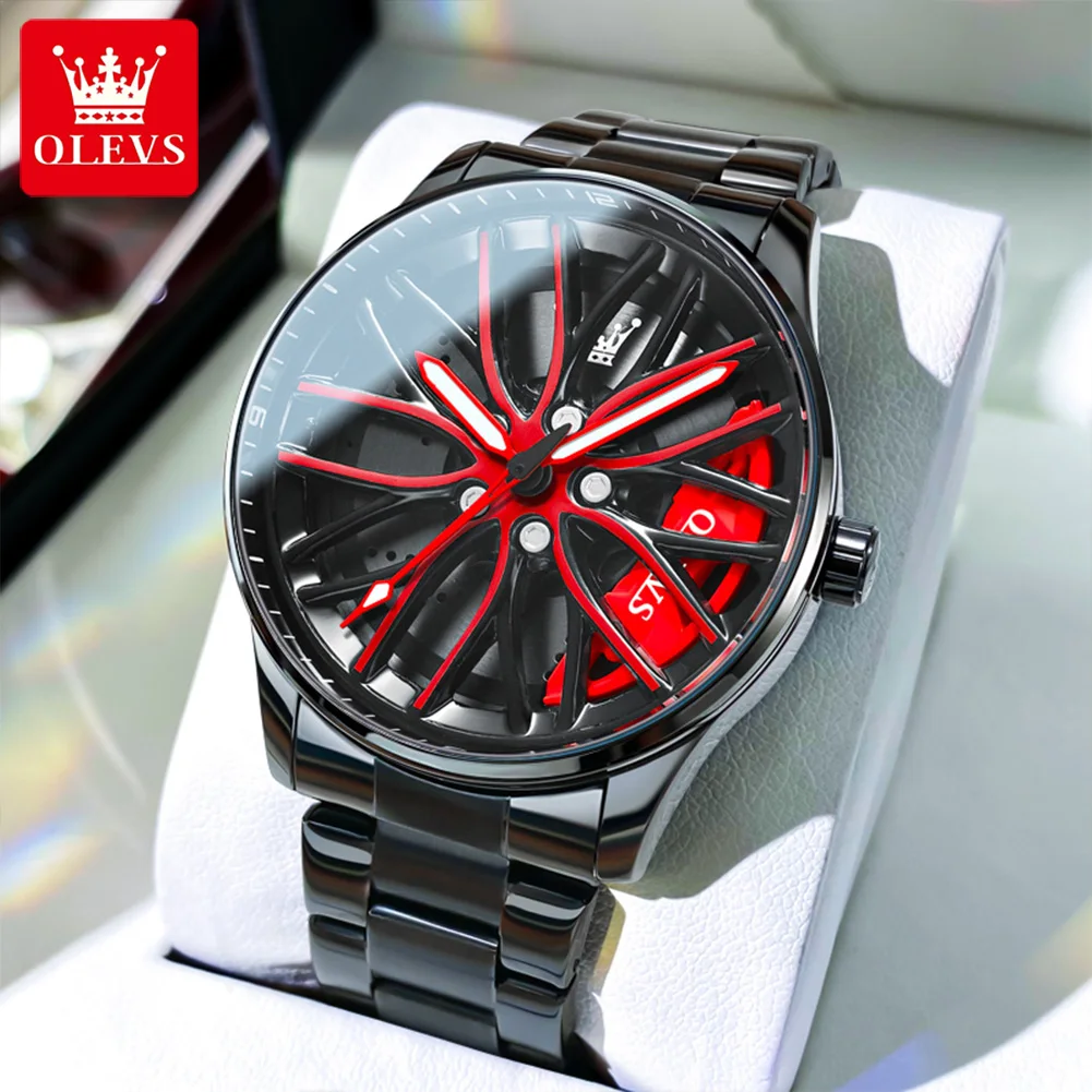 OLEVS-9937-Quartz-Watch-for-Men-3D-Hollow-Wheel-Rotary-Dial-Luminous ...