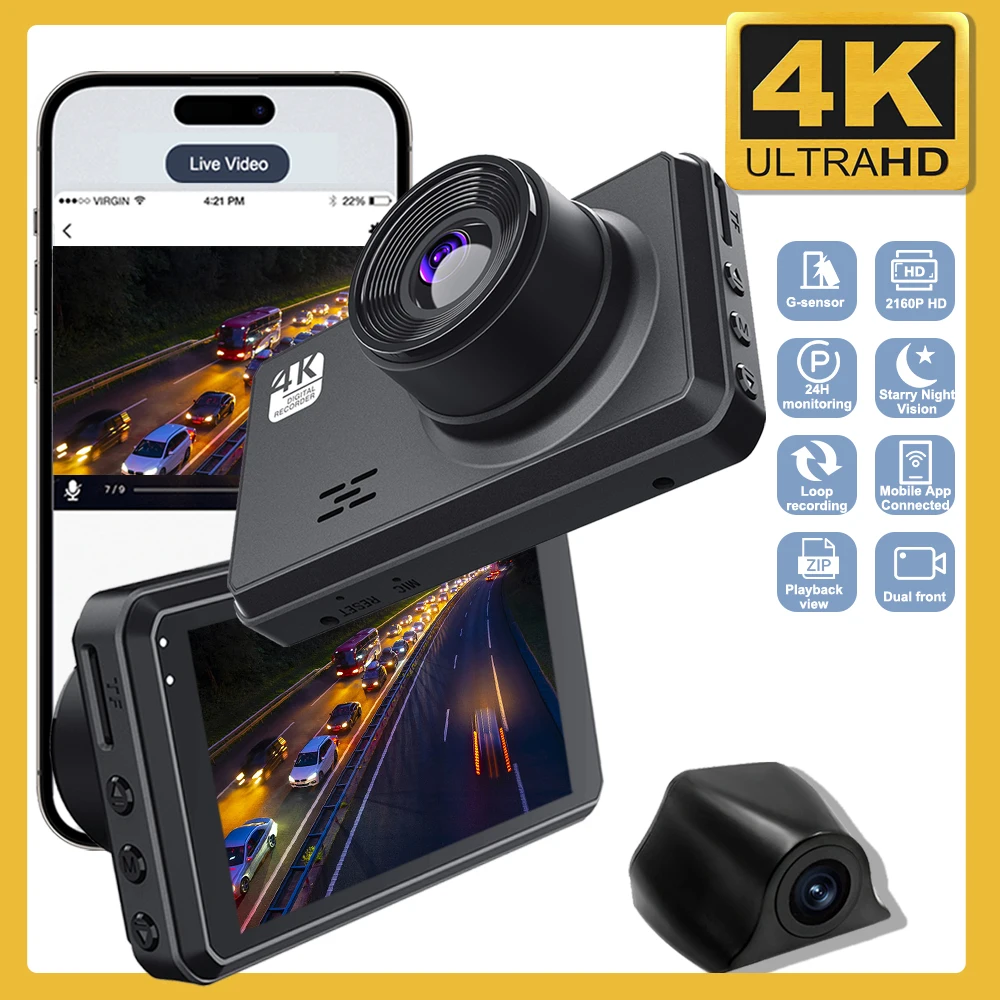 4K-car-recorder-dual-camera-Front-and-Rear-Dash-Cam-for-Car-WIFI-APP ...