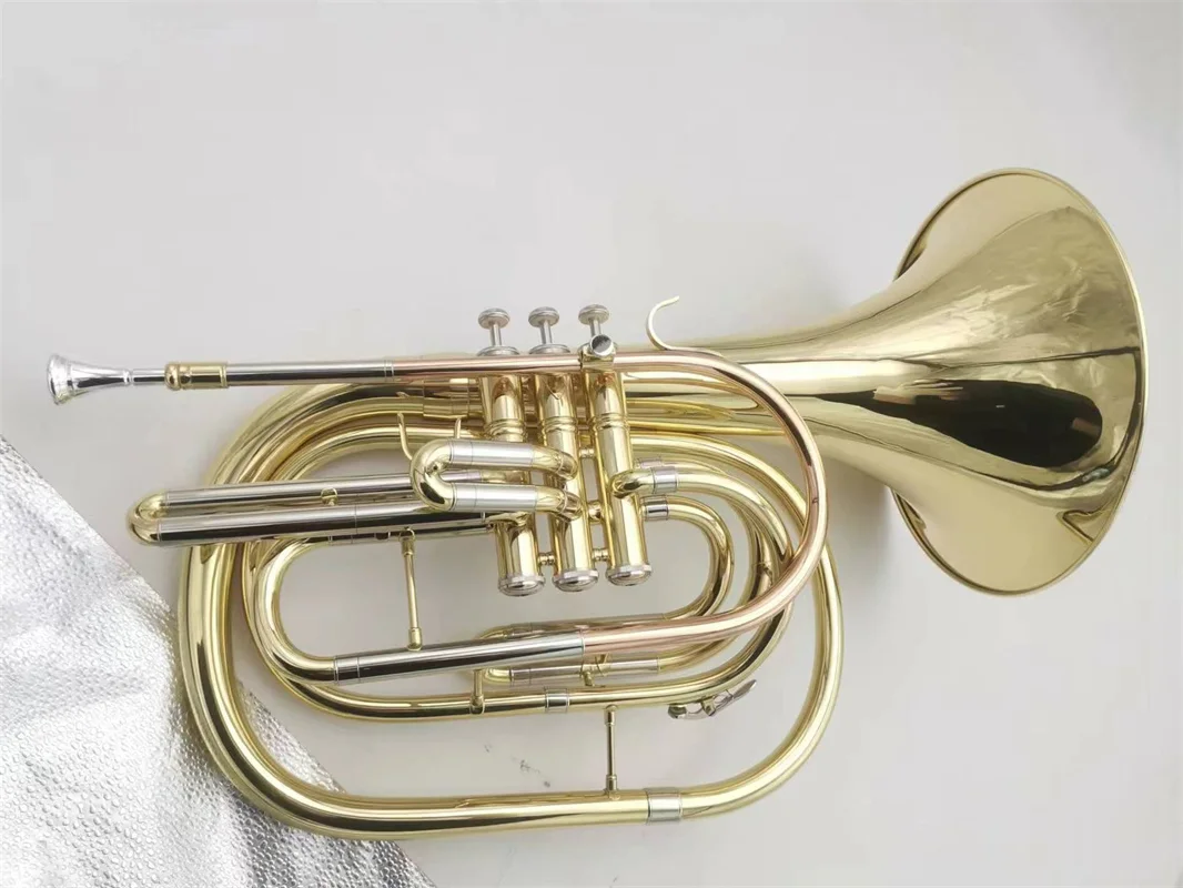 New-Arrival-Bb-Marching-French-Horn-Brass-Nickel-Plated-Professional ...