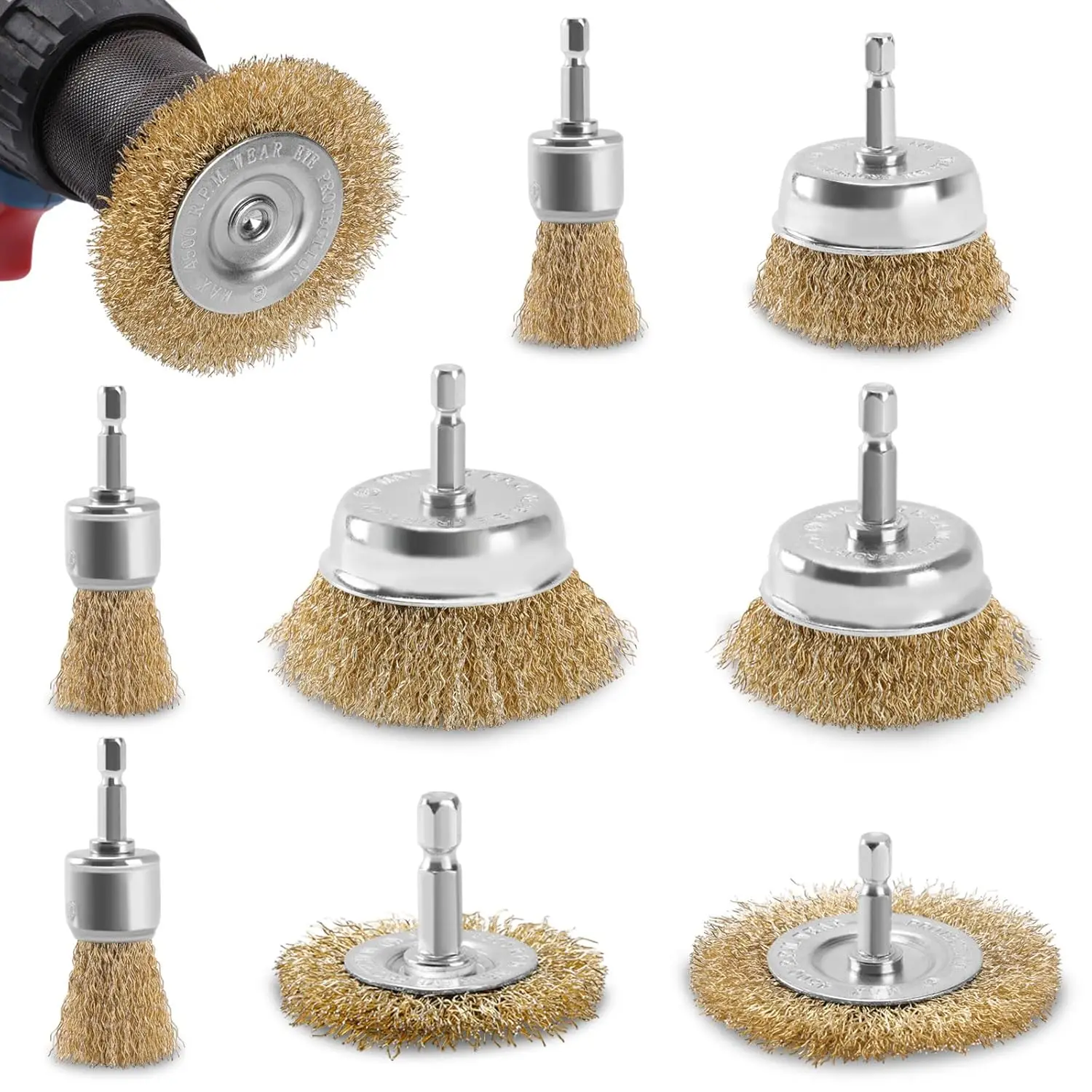 Wire Brush Wheel Cup Brush Set,12 Pack Coarse Crimped 1/4 Inch Shank ...