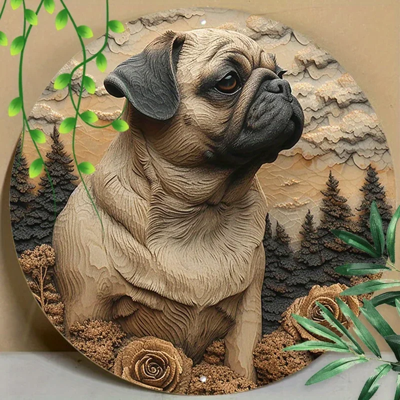 Round-Aluminum-Pug-Sign-Relief-Visual-Effects-Sign-for-Garden-Cozinha ...