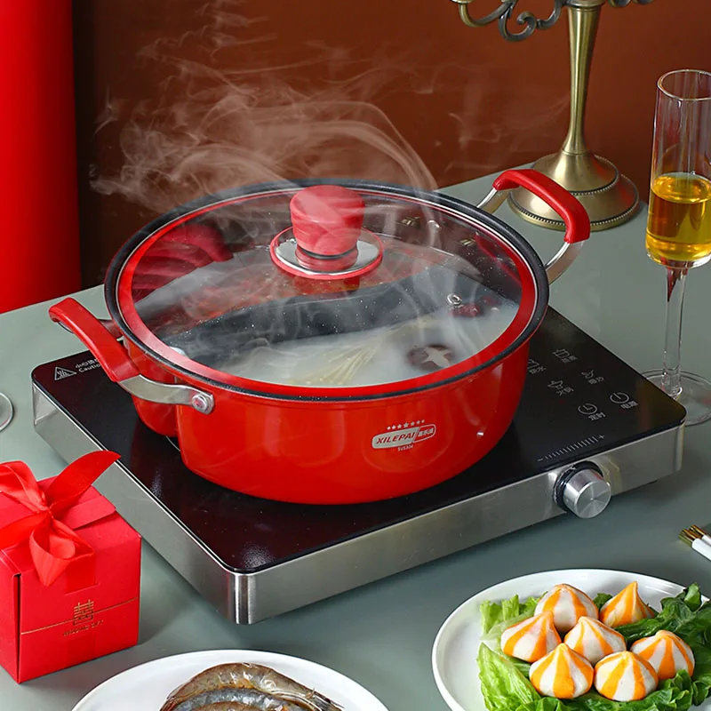 Gas-Double-Hot-Pot-Divided-Food-Induction-Cooker-Non-stick-Instant ...