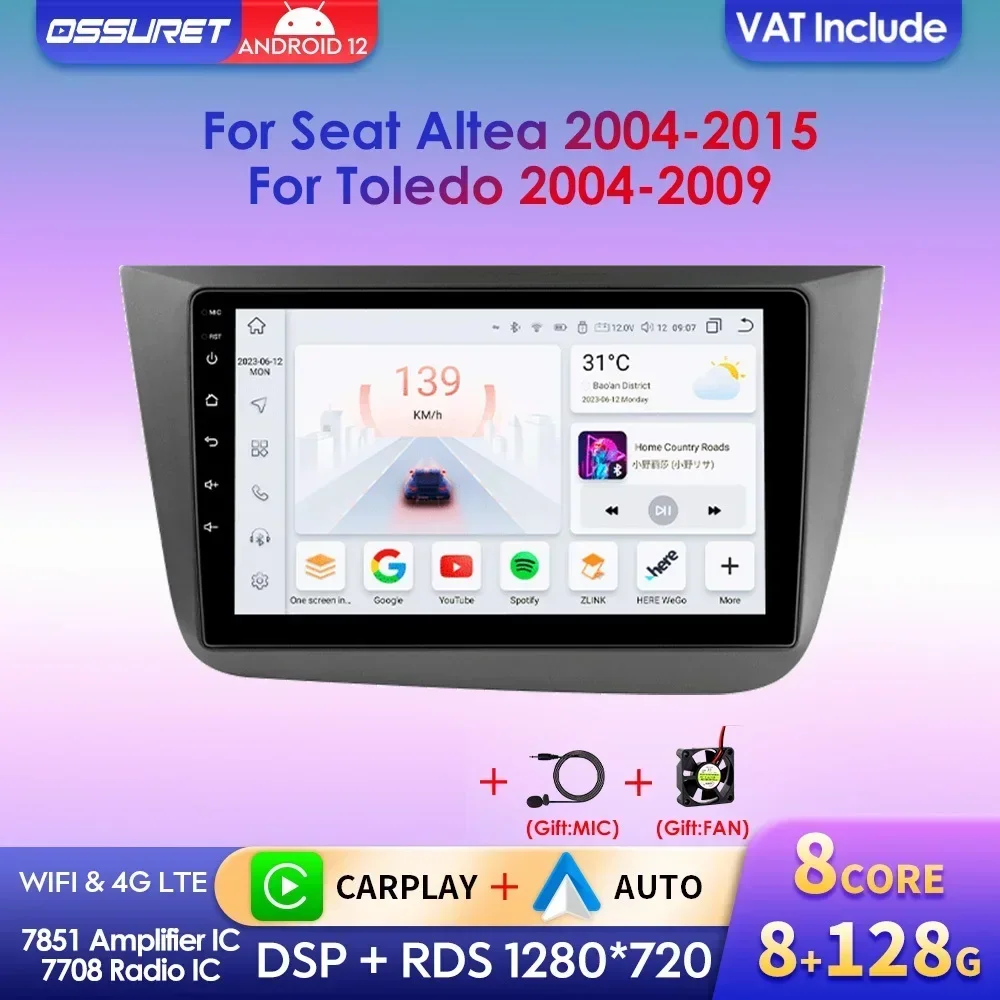 Bezprzewodowy-ekran-Carplay-Android-12-dla-Seat-Altea-2004-2015-Toledo-2004-2009-Stereo-Radio ...