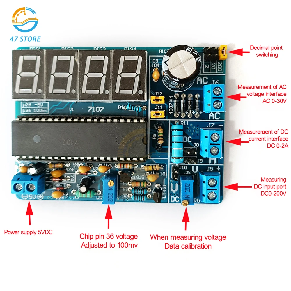 Voltmeter Kit Voltage Meter Electronic Production Suite Multifunctional ...