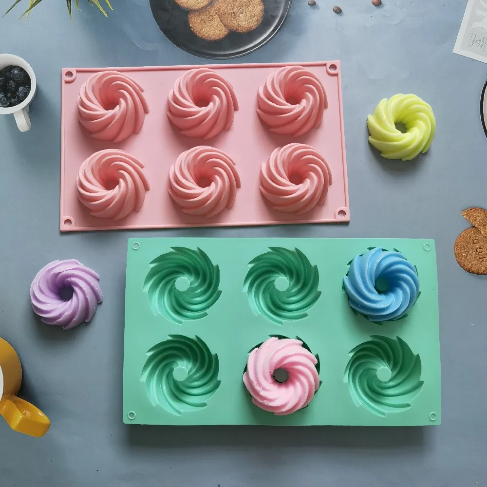 Mini moldes de silicona en forma de espiral para hornear postres y ...