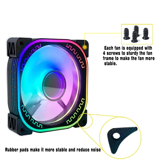 PC Fan 120mm Argb Silent Black Housing Fans 4pin/5v3pin PWM - GamingStation