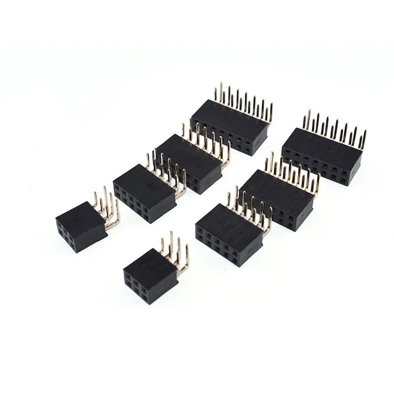 10Pcs-Double-Row-Female-Header-2-54mm-Pitch-Socket-PCB-Strip-Connector ...