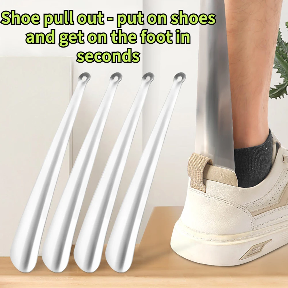 1Pcs-30cm-Shoehorn-Stainless-Steel-Long-Leather-Handle-Metal-Shoe-Spoon ...