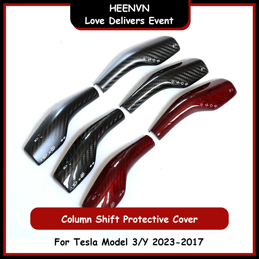 2PCS-For-Tesla-Model-3-2023-Real-Carbon-Fiber-Column-Shift-Protective ...