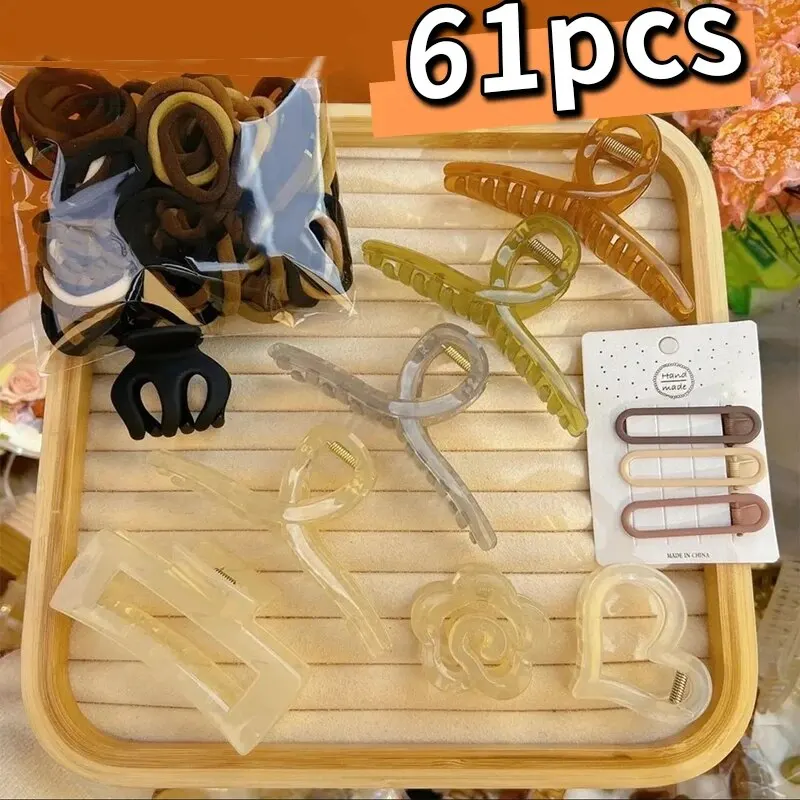 61pcs-Cute-Set-Hair-Clip-Headdress-Plush-Hair-Ring-Hairhoop-Girls ...